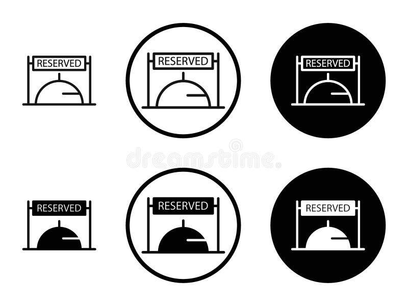 Reservation Table Vector Icon Set in Black and White Outlines Stock ...