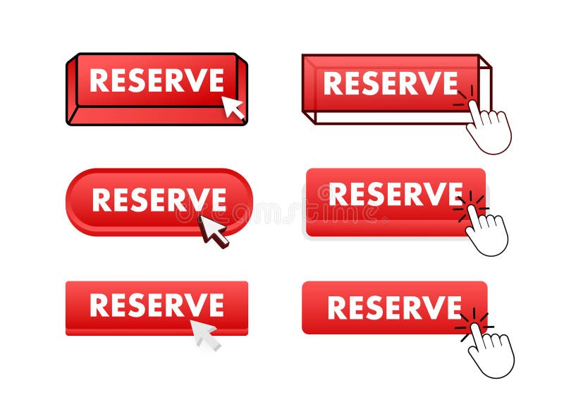 Reserve Button with Pointer Clicking. Reserve Web Buttons Set. User ...
