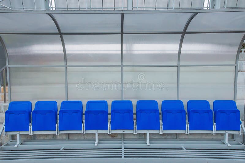 Reserve and Staff Coach Bench in Sport Stadium Stock Photo - Image of ...