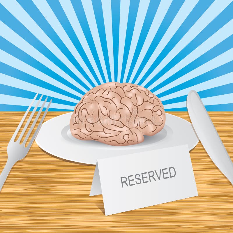 Reserved Brain Lies on a Plate Stock Illustration - Illustration of ...
