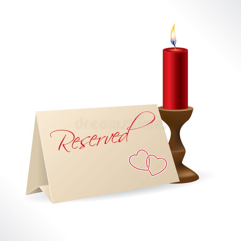 Reserved Note with Hearts and Candle Stock Vector - Illustration of ...