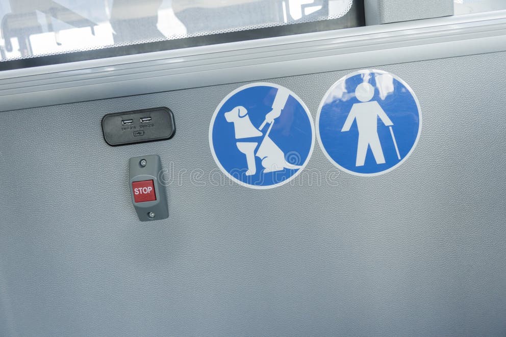 Reserved Seat for Elderly or Blind People Inside a Bus Stock Photo ...