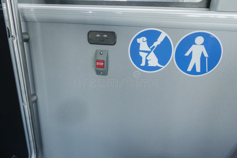 Reserved Seat for Elderly or Blind People Inside a Bus Stock Photo ...