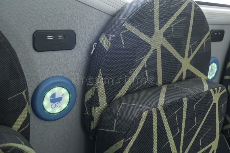 Reserved Seat for Wheelchairs Inside a Bus Stock Photo - Image of ...