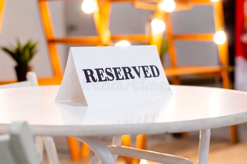Reserved Sign on a Table in Restaurant Stock Image - Image of plate ...