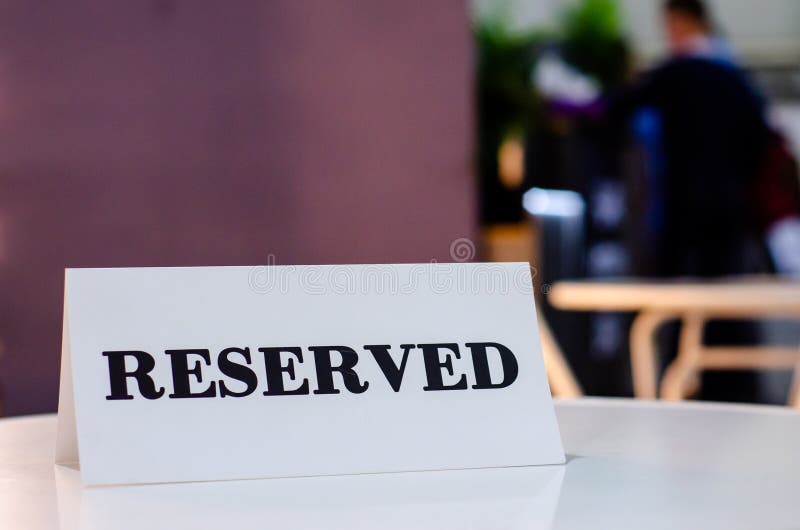 Reserved Sign on a Table in Restaurant Stock Image - Image of business ...