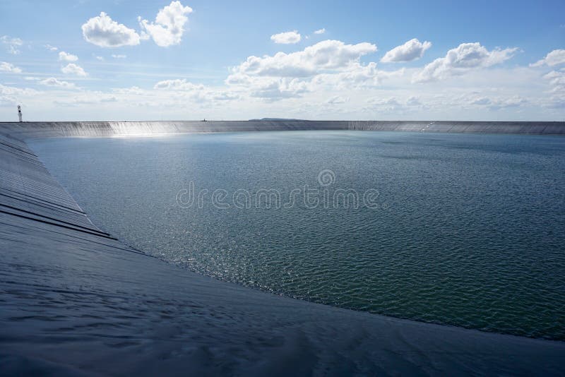Reservoir with Blue Sky Background Stock Image - Image of daytime ...