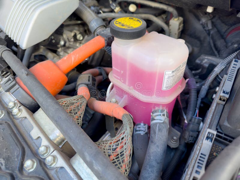 Reservoir Coolant Bottle in Car Engine Compartment Made of Durable ...