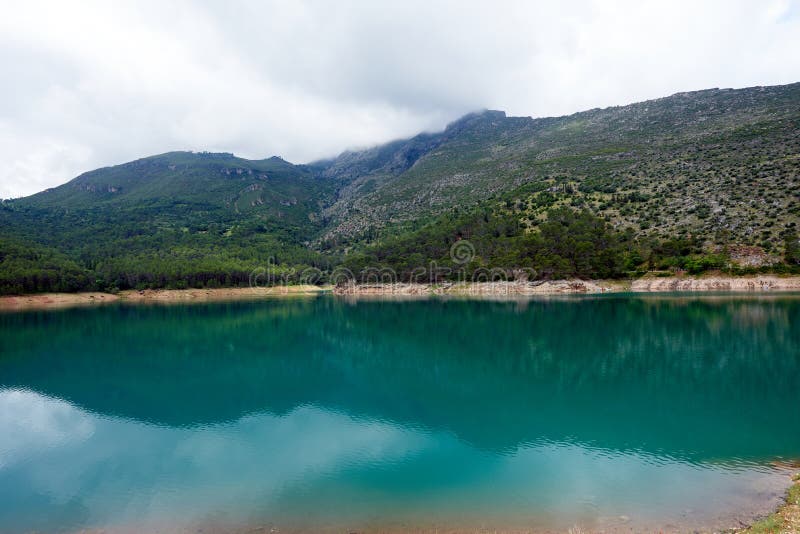 The Reservoir of El Tranco and Its Dam Stock Image - Image of forest ...
