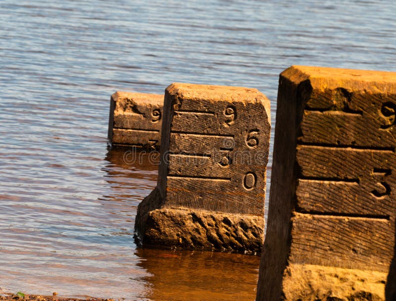 Reservoir Engraved Stone Water Marker Level Stock Image - Image of ...