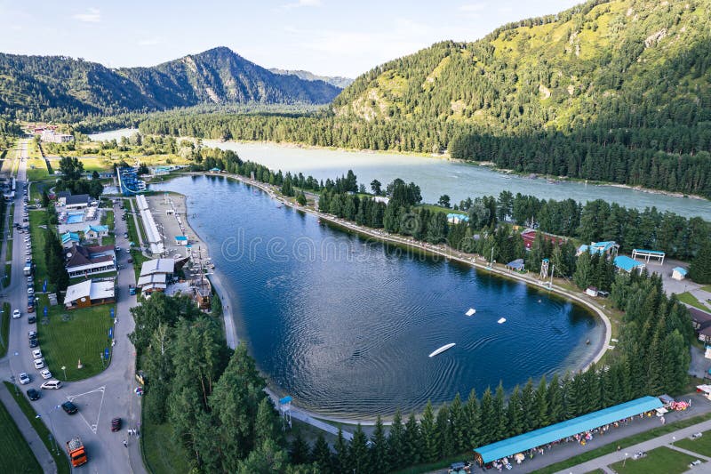 Reservoir and the Katun River in the Altai Mountains. View from the ...