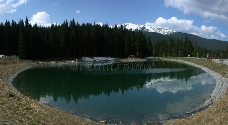Reservoir under mountains stock image. Image of water - 2501349