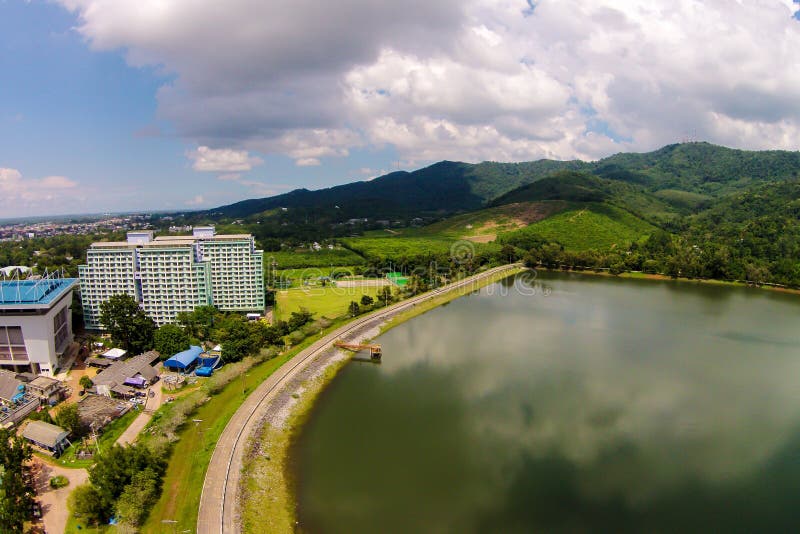 Reservoir from the View of the Sky. Stock Photo - Image of drone ...