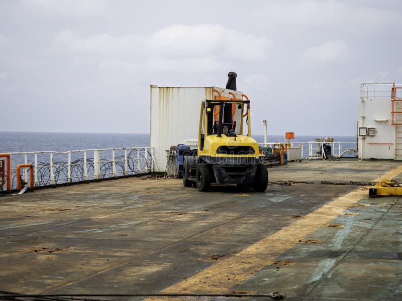 Reset Lashing Material on a Open Deck of Big Roro Ship Stock Photo ...