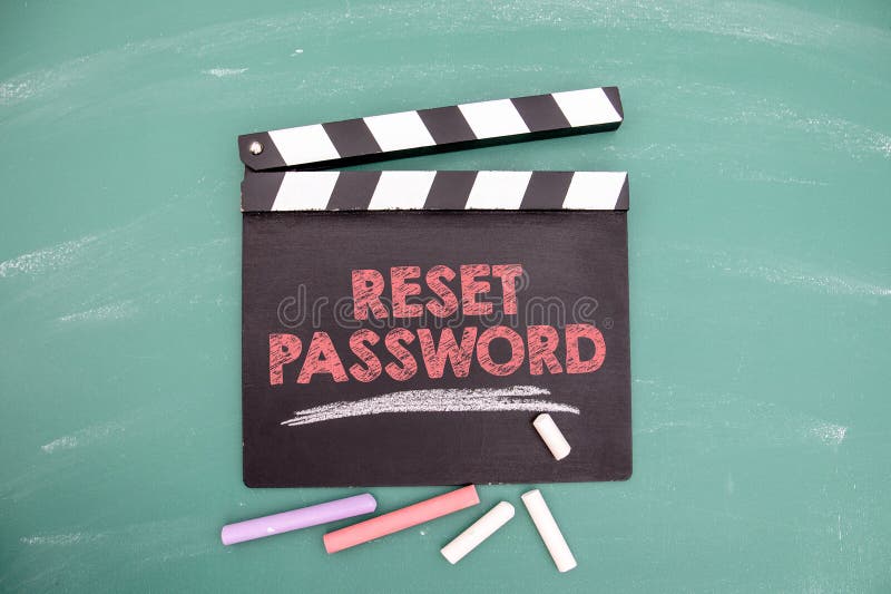 Reset Password. Movie Clapper and Colored Pieces of Chalk Stock Photo ...