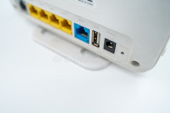 Reset, Power, Usb and Wan Inputs of the Modem Device Stock Photo ...