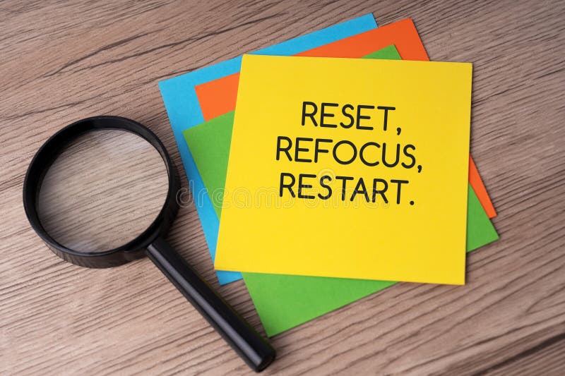 Reset, Refocus, Restart Text on Sticky Paper Note Stock Photo - Image of number, advertising ...