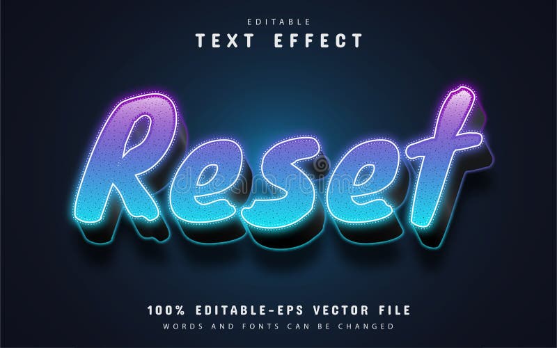 Reset Text, Editable 3d Text Effect Stock Vector - Illustration of ...