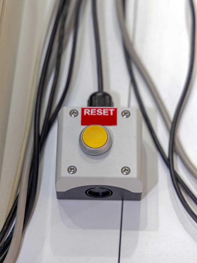 Reset Yellow Button stock photo. Image of wires, yellow - 400301700