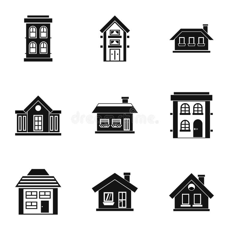 Residence Icons Set, Simple Style Stock Vector - Illustration of ...