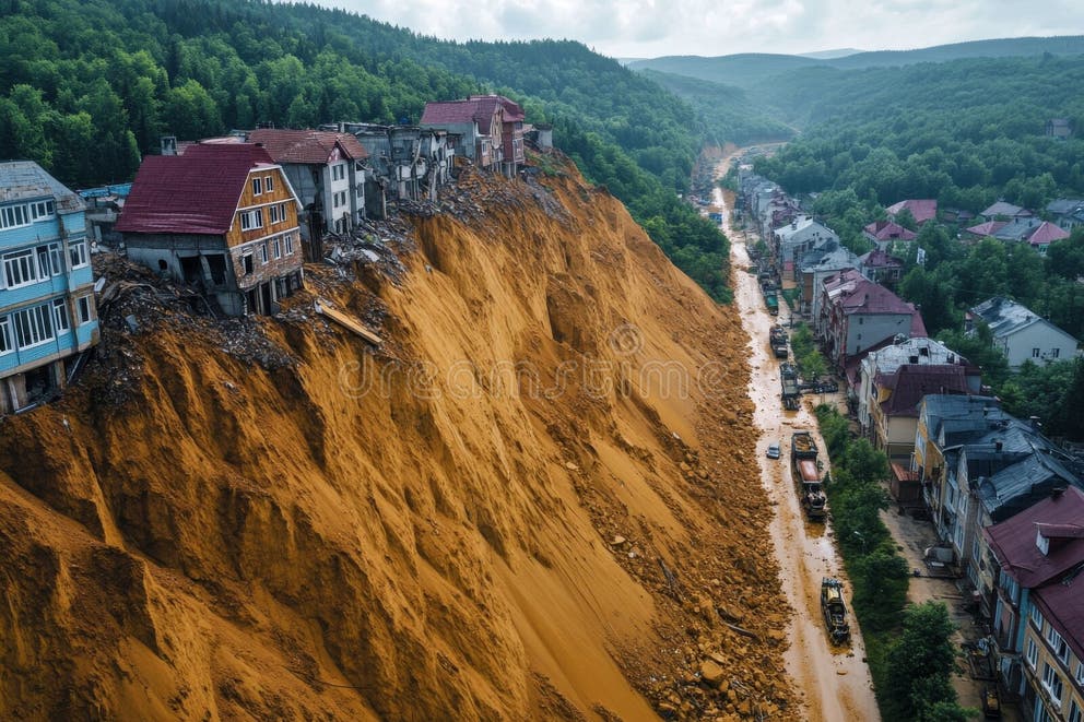 A Residence Precariously Perched on the Brink of a Cliff, Caution is ...