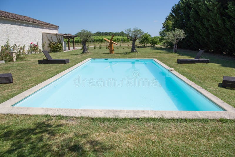 Residence with Swimming Pool Under Blue Sky Stock Image - Image of ...