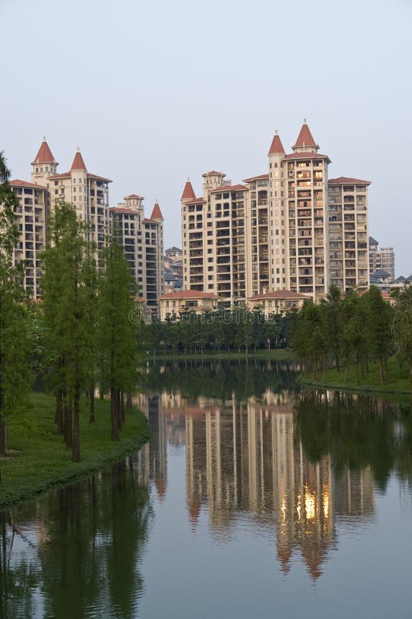 Residence under sunset stock image. Image of balcony, evening - 9578907