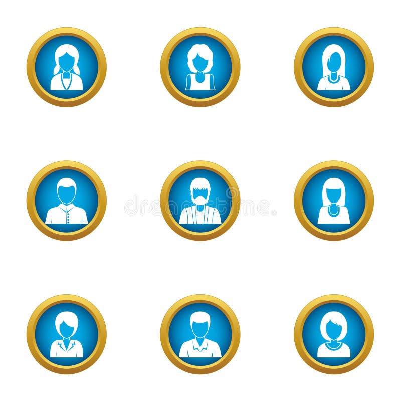 Resident Icons Set, Flat Style Stock Vector - Illustration of labor ...