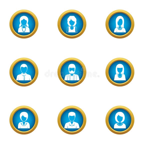 Resident Icons Set, Flat Style Stock Vector - Illustration of labor ...