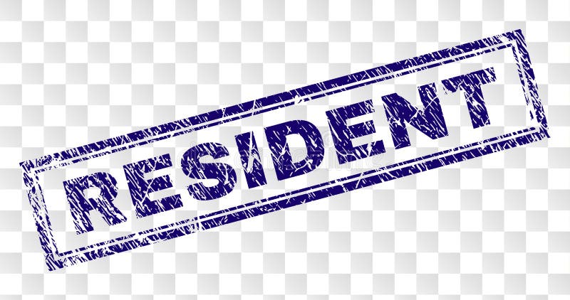 Scratched RESIDENT Rectangle Stamp Stock Vector - Illustration of ...