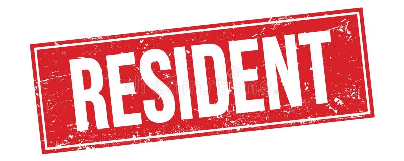 RESIDENT Text on Red Grungy Rectangle Stamp Stock Illustration ...