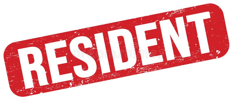 RESIDENT Text on Red Grungy Stamp Sign Stock Illustration ...