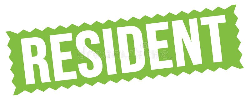 RESIDENT Text Written on Green Stamp Sign Stock Illustration ...