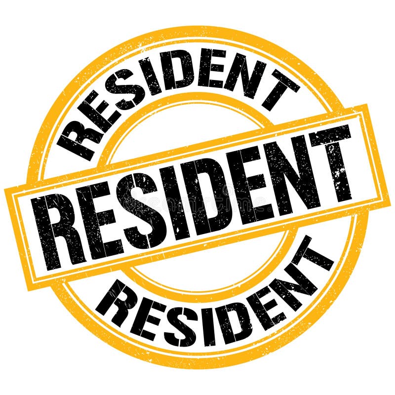 RESIDENT Text on Yellow-black Round Stamp Sign Stock Illustration ...