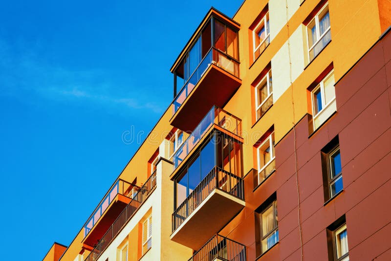 Residential Apartment House Facade and Empty Place for Copy Space Stock ...