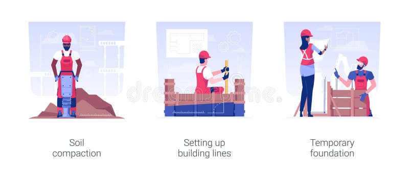 Residential Area Building Process Isolated Concept Vector Illustrations ...
