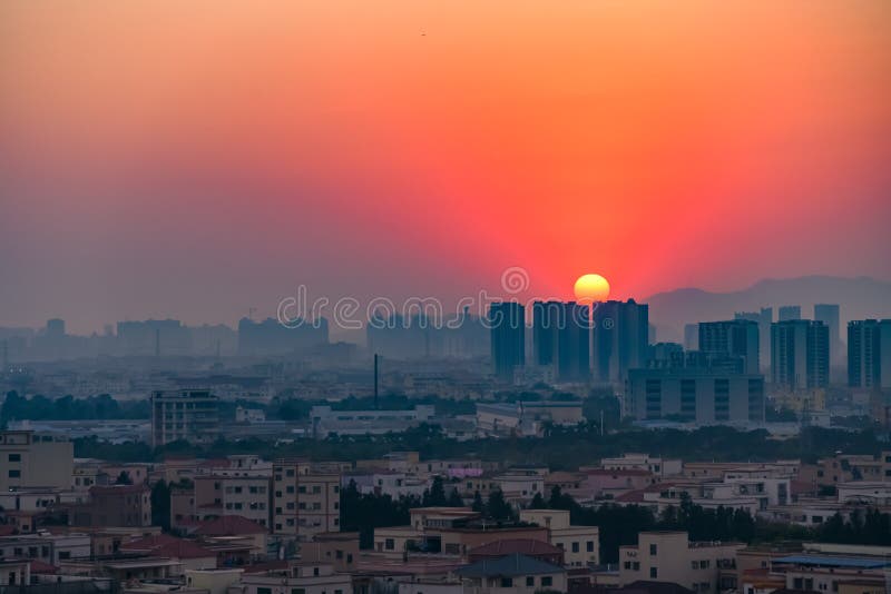 Residential Area in a Chinese Suburb in Sunset Time Stock Image - Image ...