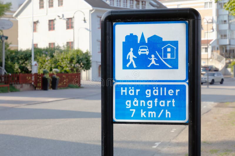 Residential Area with Walking Pace Speed Limit Sign Stock Image - Image ...