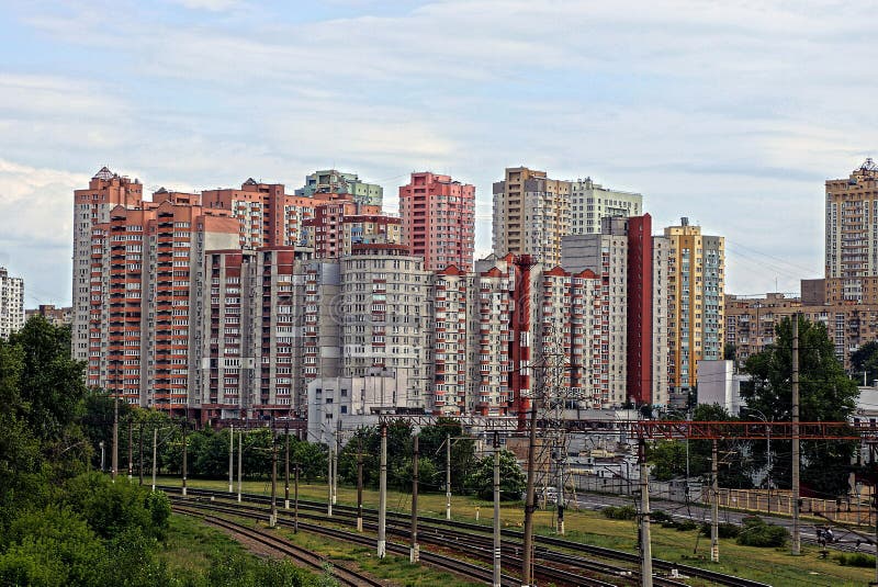 Residential Array of Multi-storey Buildings Behind the Railway Stock ...