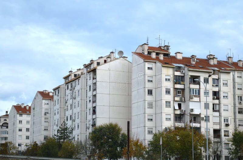 Residential Block of Buildings Stock Photo - Image of city, windows ...