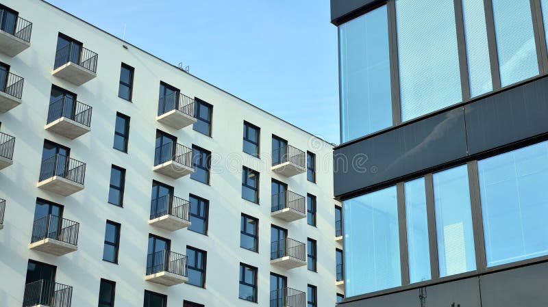 A Residential Building and an Adjacent Office Building. Stock Image ...