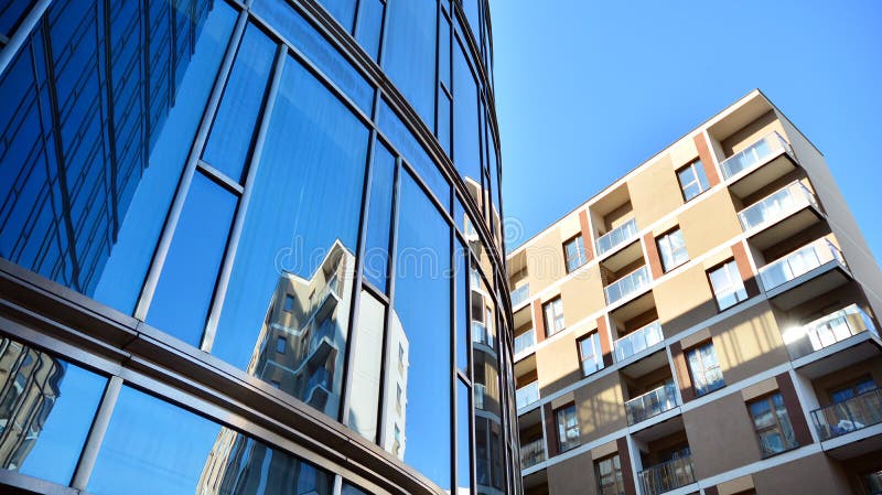 A Residential Building and an Adjacent Office Building. Stock Image ...