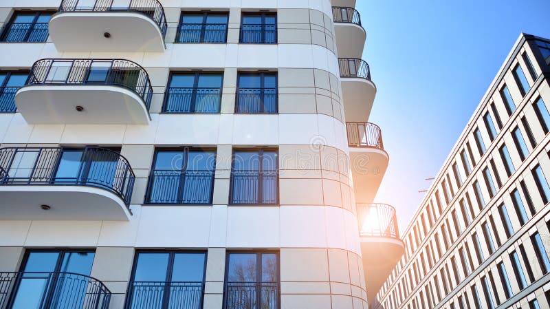 A Residential Building and an Adjacent Office Building. Stock Photo ...