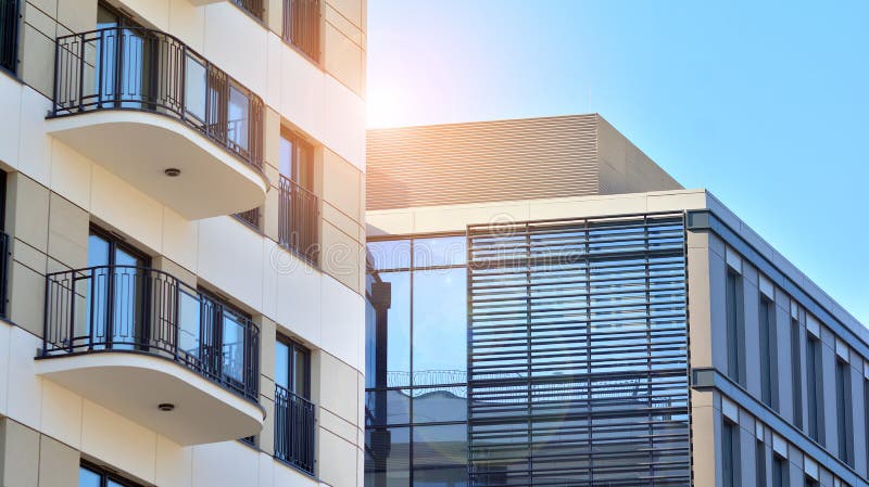 A Residential Building and an Adjacent Office Building. Stock Photo ...