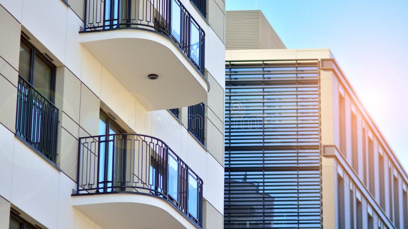 A Residential Building and an Adjacent Office Building. Stock Image ...