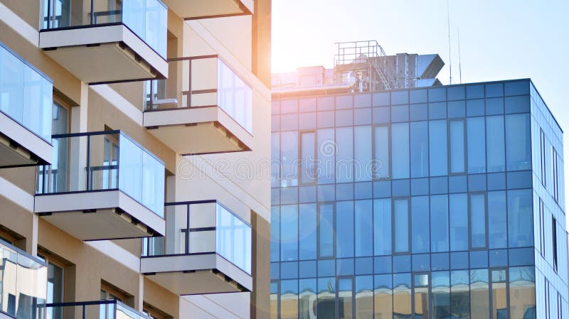 A Residential Building and an Adjacent Office Building. Stock Image ...