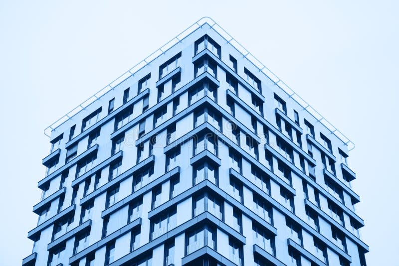 A Residential Building in Blue Color Stock Photo - Image of colour ...