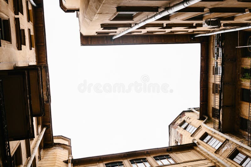 Residential Building Bottom View Stock Photo - Image of retro ...