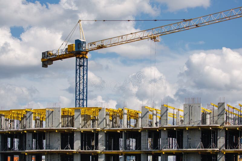 Residential Building Construction Stock Photo - Image of blue, frame ...