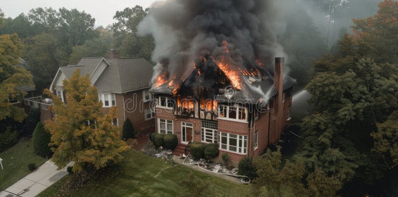 A Residential Building is Consumed by Flame and Smoke, Showcasing the ...